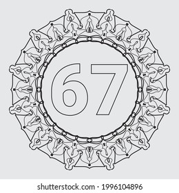 Number 67 Frame Mandala Coloring Book Stock Vector (Royalty Free ...