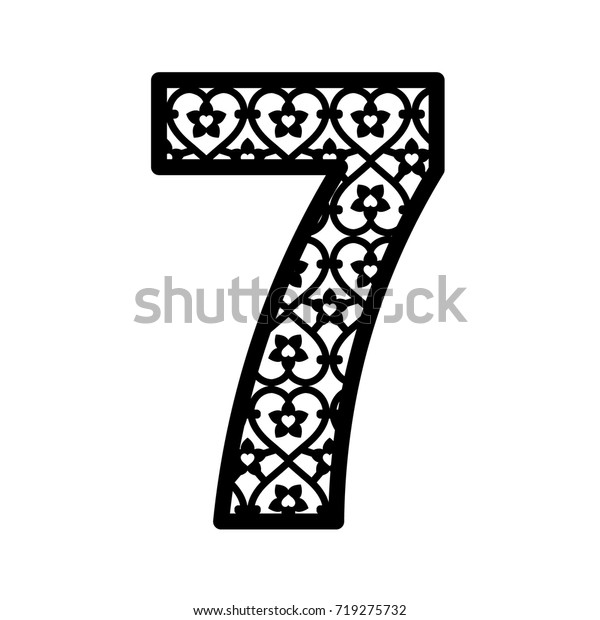 Number 7 Laser Cutting Numeral Character Stock Vector (Royalty Free ...