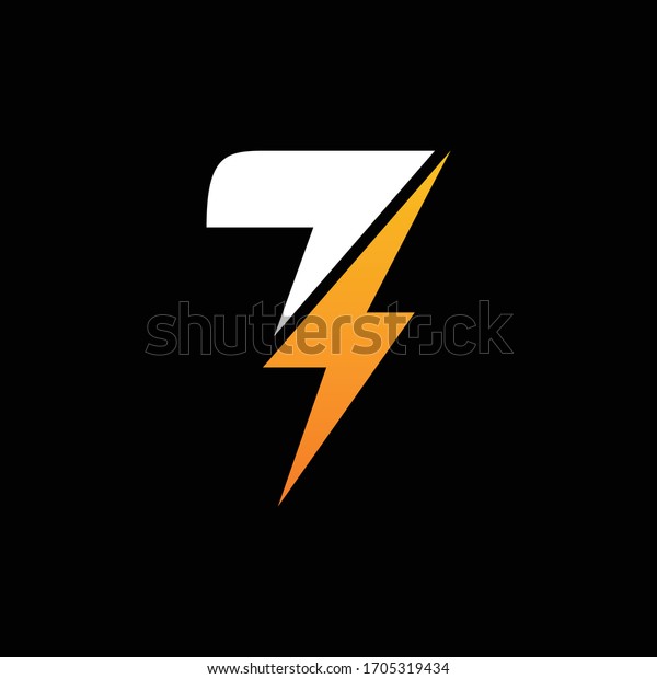 Vektor Stok Number 7 Lightning Bolt Logo Symbol (Tanpa Royalti) 1705319434