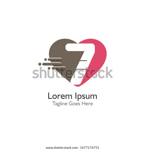 Number 7 On Love Logo Symbol Stock Vector (Royalty Free) 1677176755 ...