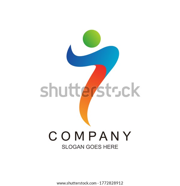 Number 7 People Shape Logo Design Stock Vector (Royalty Free ...