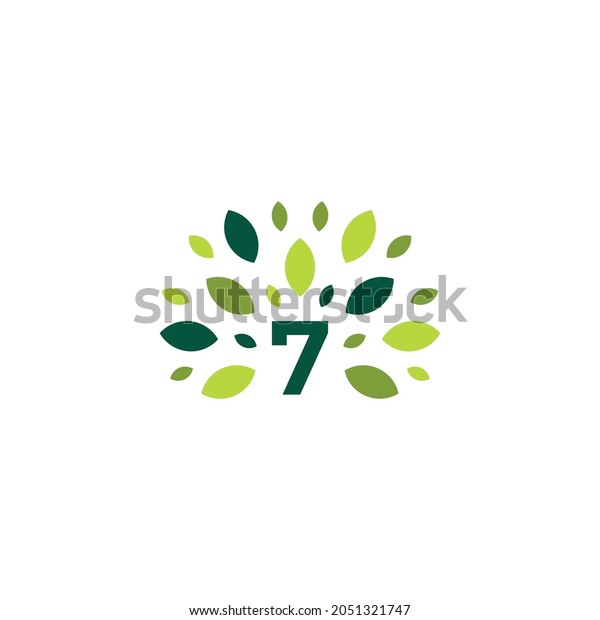 Number 7 Seven Tree Leaf Nature Stock Vector (Royalty Free) 2051321747 ...