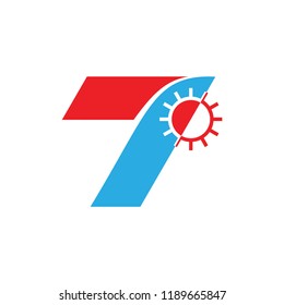 Number 7 Sun Logo Design Seven Stock Vector (Royalty Free) 1189665853
