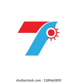 Number 7 Sun Logo Design Seven: vector de stock (libre de regalías ...