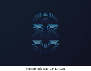 Number 8 Font Digital Technology Design Stock Vector (Royalty Free ...