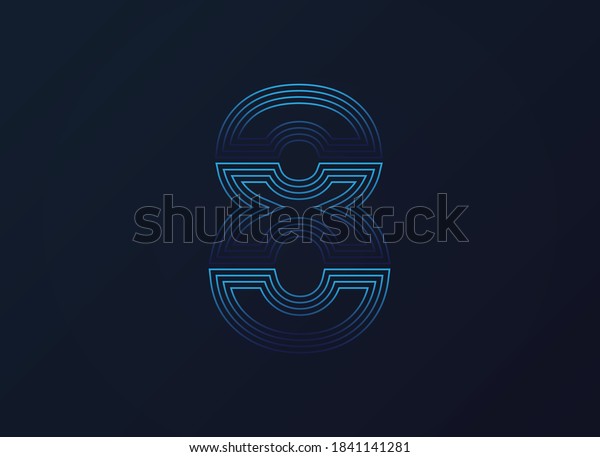 Number 8 Font Digital Technology Design: เวกเตอร์สต็อก (ปลอดค่า ...