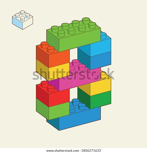 Number 8 Plastic Building Blocks Colored Stock Vector (Royalty Free ...