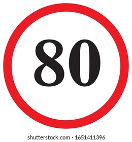 Number 80 Black Red Circle Stock Vector (Royalty Free) 1651411396 ...