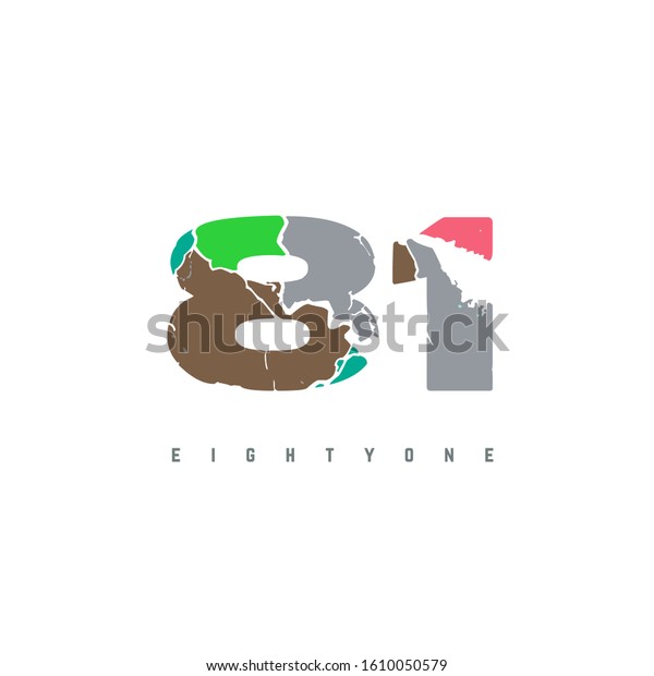 Number 81 Vector Font Alphabet Colorful Stock Vector (Royalty Free ...