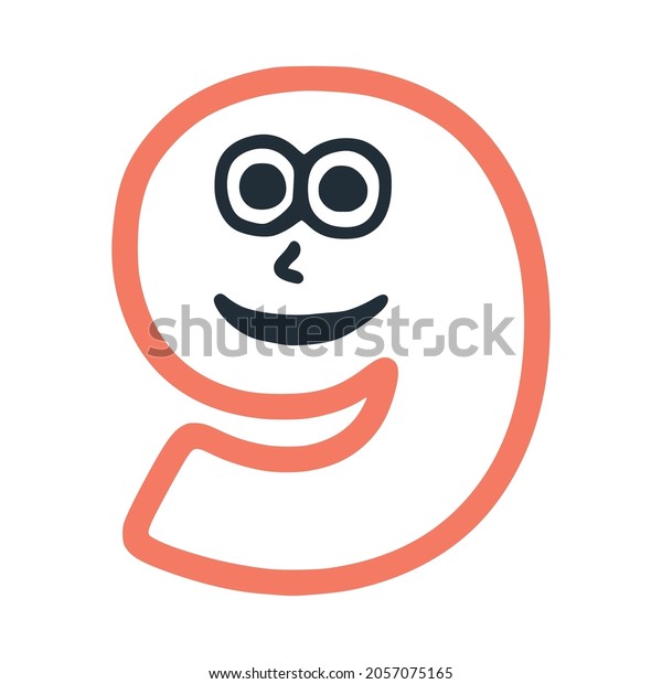 Number 9 Happy Eccentric Smiling Character Stock Vector (Royalty Free ...