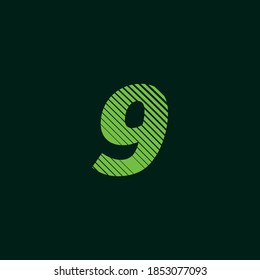 Number 9 Nine Green Texture Sloping Stock Vector (Royalty Free ...