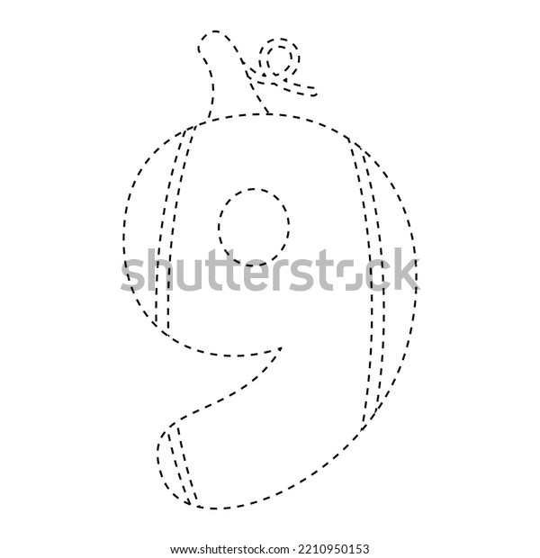 Number 9 Tracing Worksheet Kids Stock Vector (Royalty Free) 2210950153 ...