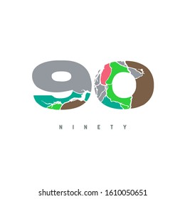 Number 90 Vector Font Alphabet Colorful Stock Vector (Royalty Free ...