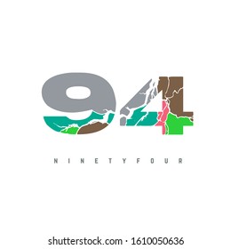 Number 94 Vector Font Alphabet Colorful Stock Vector (Royalty Free ...