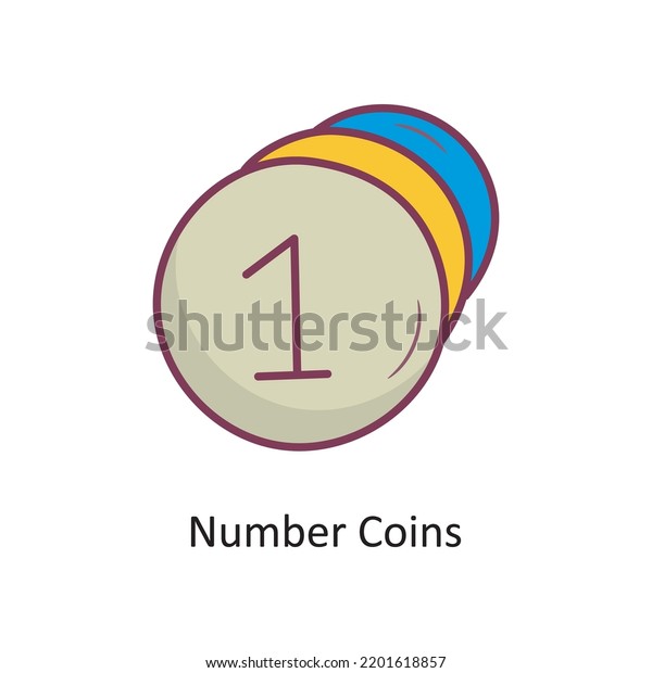 Number Coins Filled Outline Icon Design Stock Vector (Royalty Free ...