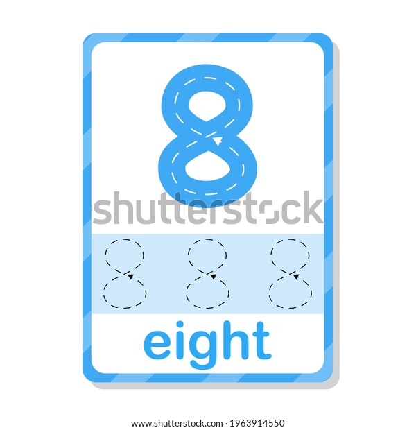 Number Eight Flash Card Children Kids Stock Vector (Royalty Free ...