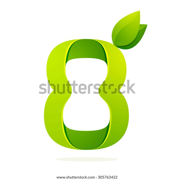 Number Eight Green Leaves Vector Design Stock Vector (Royalty Free ...