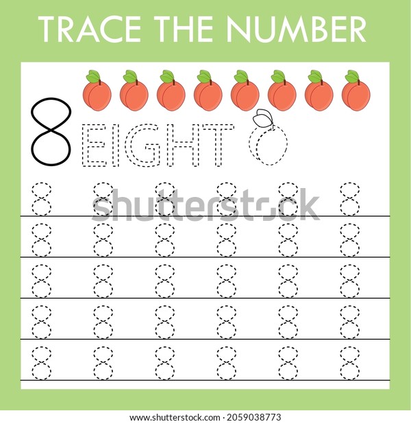 Number Eight Stroke Worksheet Peachs Fine Stock Vector (Royalty Free ...