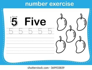 Number Exercise Cartoon Coloring Book Illustration Stock Vector ...
