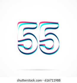 55 Blue Number Hand Drawn Brush Stock Vector (Royalty Free) 1835705155