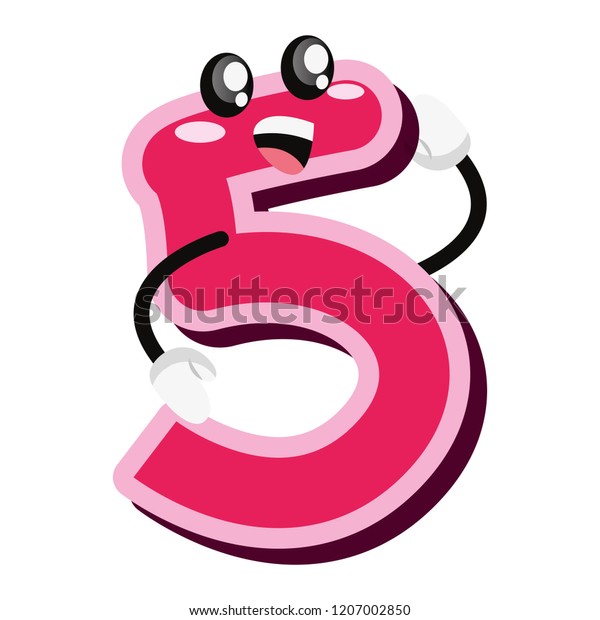 Number Five Cartoon On White Background Stock Vector (Royalty Free ...