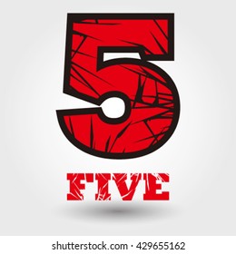 Number Five Cracked Vector Illustration Stock Vector (Royalty Free ...