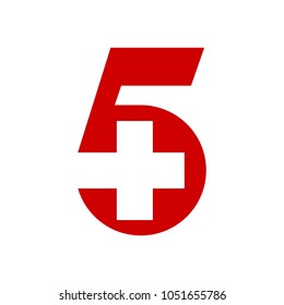 Vektor Stok Number Five Cross Symbol Vector Logo (Tanpa Royalti ...