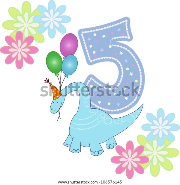 Number Five Dinosaur Flowers Stock Vector (Royalty Free) 106576145 ...