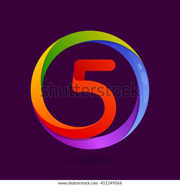 Logo número cinco en círculo colorido.: vector de stock (libre de ...