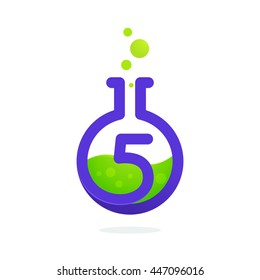 Number Five Logo Laboratory Beaker Vector 스톡 벡터(로열티 프리) 447096016 ...