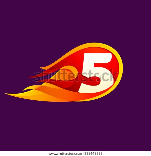 Number Five Red Fire Flames Vector Stock Vector (Royalty Free ...