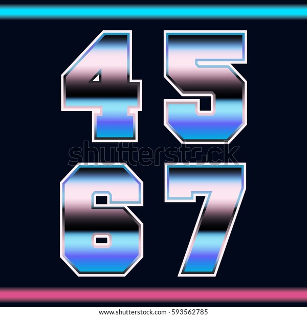 Number Font Template 80s Retro Style Stock Vector (Royalty Free ...