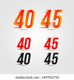 Number Forty 40 Forty Five 45 Stock Vector (Royalty Free) 1497015719