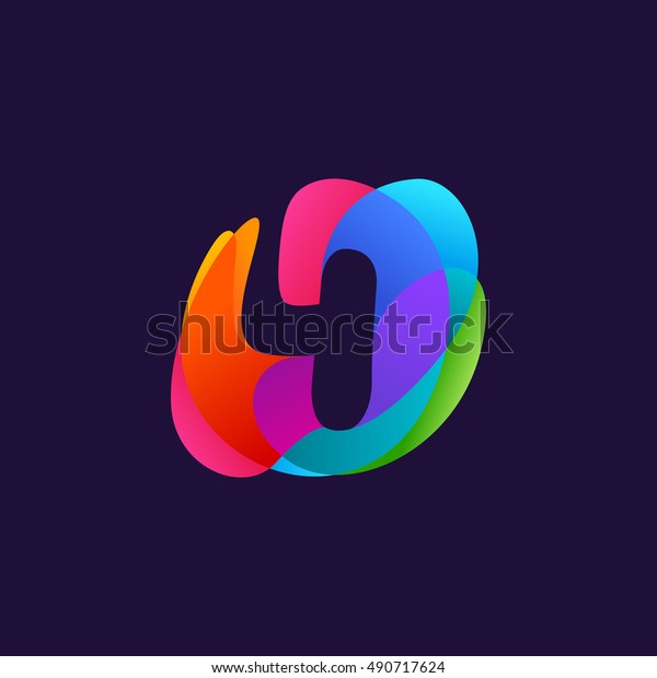 Number four logo at colorful multicolor splash background. 4 icon ...