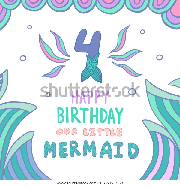 Vector de stock (libre de regalías) sobre Number Four Mermaid Tail ...