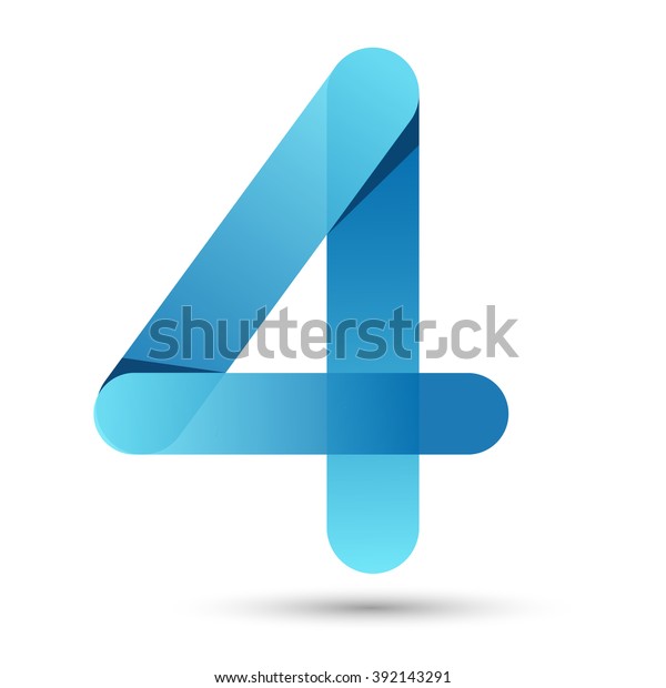 Number Four Paper Cut Style Blue Stock Vector (Royalty Free) 392143291