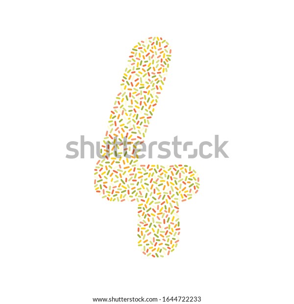 Number Four Silhouette Decorated Colored Dashes Stock Vector (Royalty ...