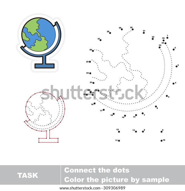 Number game for kids. Connect dots for numbers and find hidden earth ...