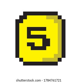 Pixel Art Number 5 White Black: vector de stock (libre de regalías ...