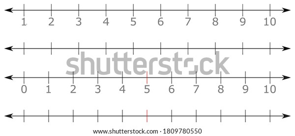 Number lines for educational use. Equal intervals marked.