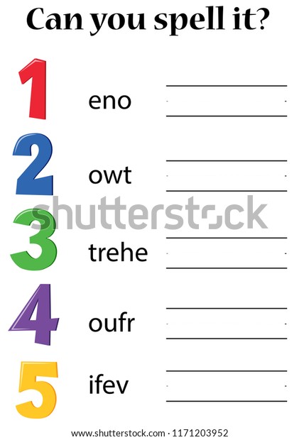 Number Mathematics Spell Worksheet Illustration Stock Vector (Royalty ...