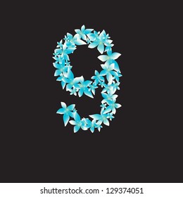 Number Nine 9 Made Flowers Vector Stock Vector (Royalty Free) 129374051 ...