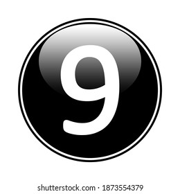 Number Nine Button On White Background Stock Vector (Royalty Free ...