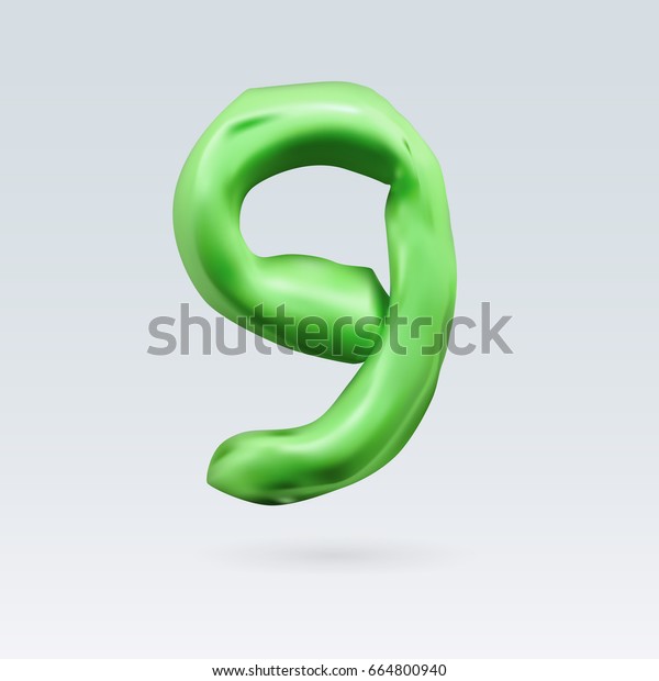 Number Nine Green Color Isolated On Stock Vector (Royalty Free ...