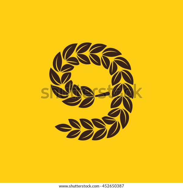 Number Nine Logo Formed By Laurel Stock Vector (Royalty Free) 452650387 ...