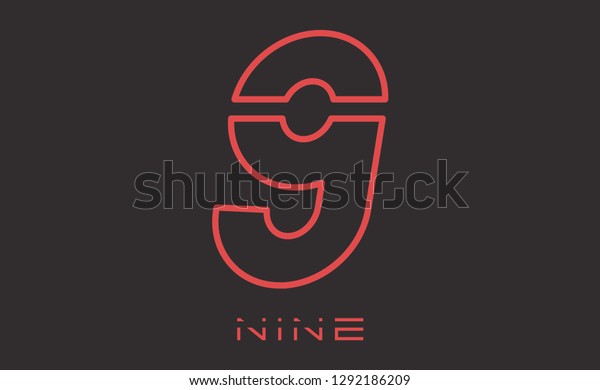 Number Nine Logo Vector Illustration Red Stock Vector (Royalty Free ...