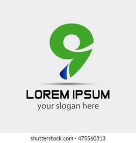 Number Nine Logologo 9 Vector Template Stock Vector (Royalty Free ...