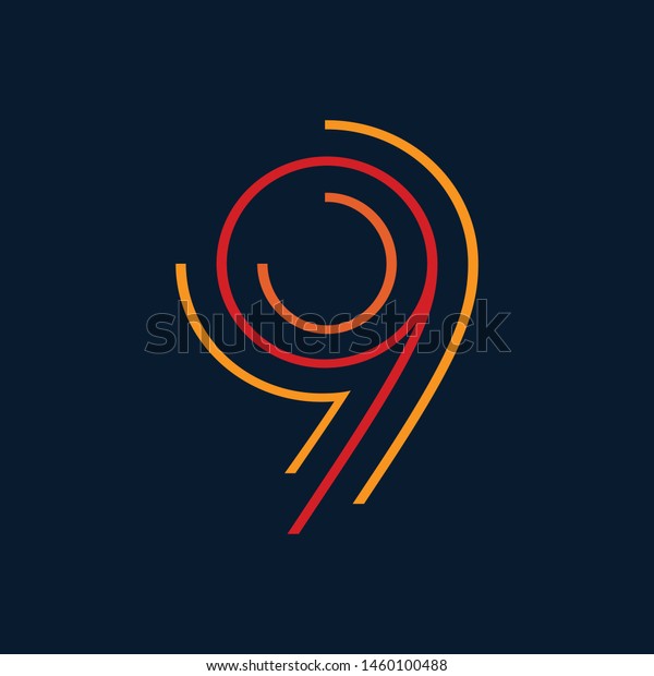 Number Nine Vector Font Alphabet Modern Stock Vector (Royalty Free ...
