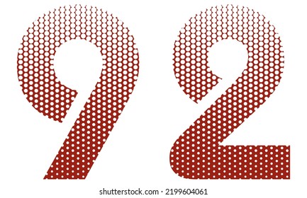 Number Ninety Two Red White Dotted Stock Vector (Royalty Free ...