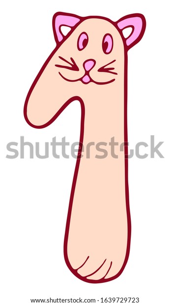 Number One Cat Doodles Style Kids Stock Vector (Royalty Free ...